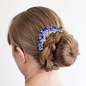 inSowni 4 Pack Luxury Glitter Sparkly Gems Crystal Rhinestones Pearl Metal Hair Side Combs Slides with Long Teeth Bun Chignon Updo Hairpins Barrettes Hair Clips Accessories for Women Girls