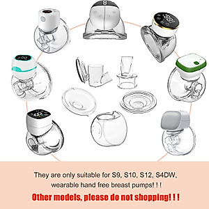 Veoiramc Wearable Breast Pump Parts Accessories Replace Silicone Diaphragm/Duckbill Valve/Collector(180ml)/Linker/Flange, Compatible Suitable S9/S10/S12, Original Part Accessories Replacement(27mm)