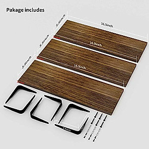 BAMFOX Floating Shelves, Rustic Wood Bamboo Wall Storage Shelves, Wall Mounted Shelf Organizer Set of 3 for Living Room, Bedroom, Kitchen, Bathroom, Office