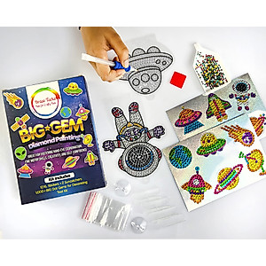 Big Gem Diamond Painting Craft Kit for Kids, Stickers and Suncatchers (Outer Space)