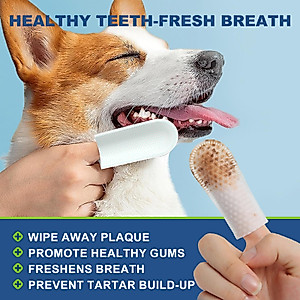 BALORIZ Dog Teeth Cleaning Wipes, Dog Dental Finger Wipes for Dog & Cats, Dog Dental Care Wipes Reduces Plaque & Freshens Breath, Disposable Dog Finger Toothbrush Gentle Pet Dental Wipes, 60 Counts