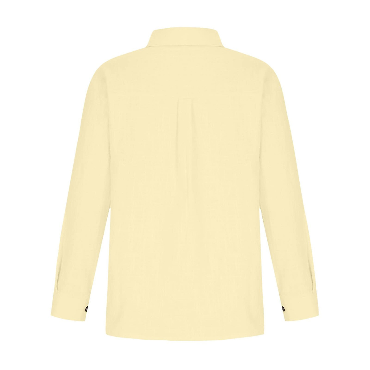 Womens Linen Tops 2023 Suumer Cotton Button Down Long Sleeve Blouse Casual V-Neck Roll Up Gauze Shirts Loose Fit Solid Color Trendy Comfy Lightweight Plus Size Ruffle Hem Tee（C-Beige,3XL