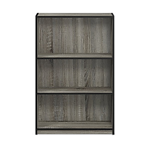 FURINNO JAYA Simple Home 3-Tier Adjustable Shelf Bookcase, French Oak Grey