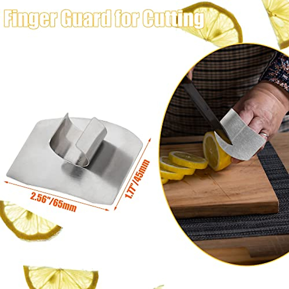 Suiwotin 4pcs Stainless Steel Finger Protector for Cutting, Metal Finger Guard for Chopping Vegetables, Kitchen Finger Guard for Dicing and Slicing (Single Finger)