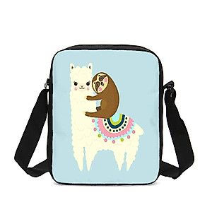 DuJiea Llama Sloth Kids Backpack Set 3 Piece Student Back To School Book Bag with Shouder Bag Pencil Case Box for Boys Girls 1-6th Grade