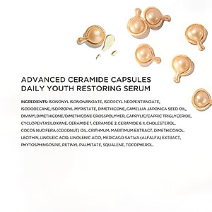 Elizabeth Arden Daily Ceramide Serum Capsules, Advanced Anti-Aging Serum Capsules for Minimizing Wrinkles, Fragrance-Free, Enhances Skin Hydration and Radiance for a Youthful Look, 90 Count, 1.41 oz