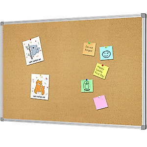 Lockways Cork Board Bulletin Board, Double Sided Corkboard 36" x 24", Wall-Mounted Aluminum Framed Message Presentation Notice Board 3 x 2