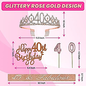50th Birthday Decorations Women – 50th Birthday Gifts for Women – Rose Gold Happy Birthday Decorations for Girls – Includes Birthday Crown, Birthday Sash, Cake Topper – Beautiful Elegant Design (50th)