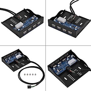 Limouyin Floppy Front Panel 3.5'' 4 Port USB2.0 HUB Floppy Front Panel 9 Pin to 4 Interface USB 2.0 HUB for Computer PC