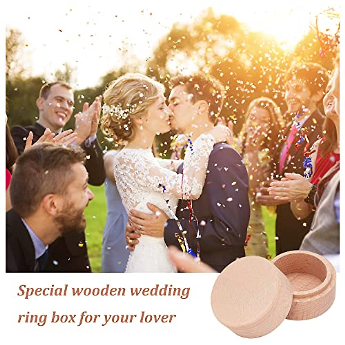 FINGERINSPIRE 3pcs 2x1.6 Inch Mini Round Wooden Box Small Storage Wooden Box Wedding Ring Jewelry Boxes DIY Storage Trinket Bearer Container Case Wood Ring Box for Proposal Wedding Ring Storage