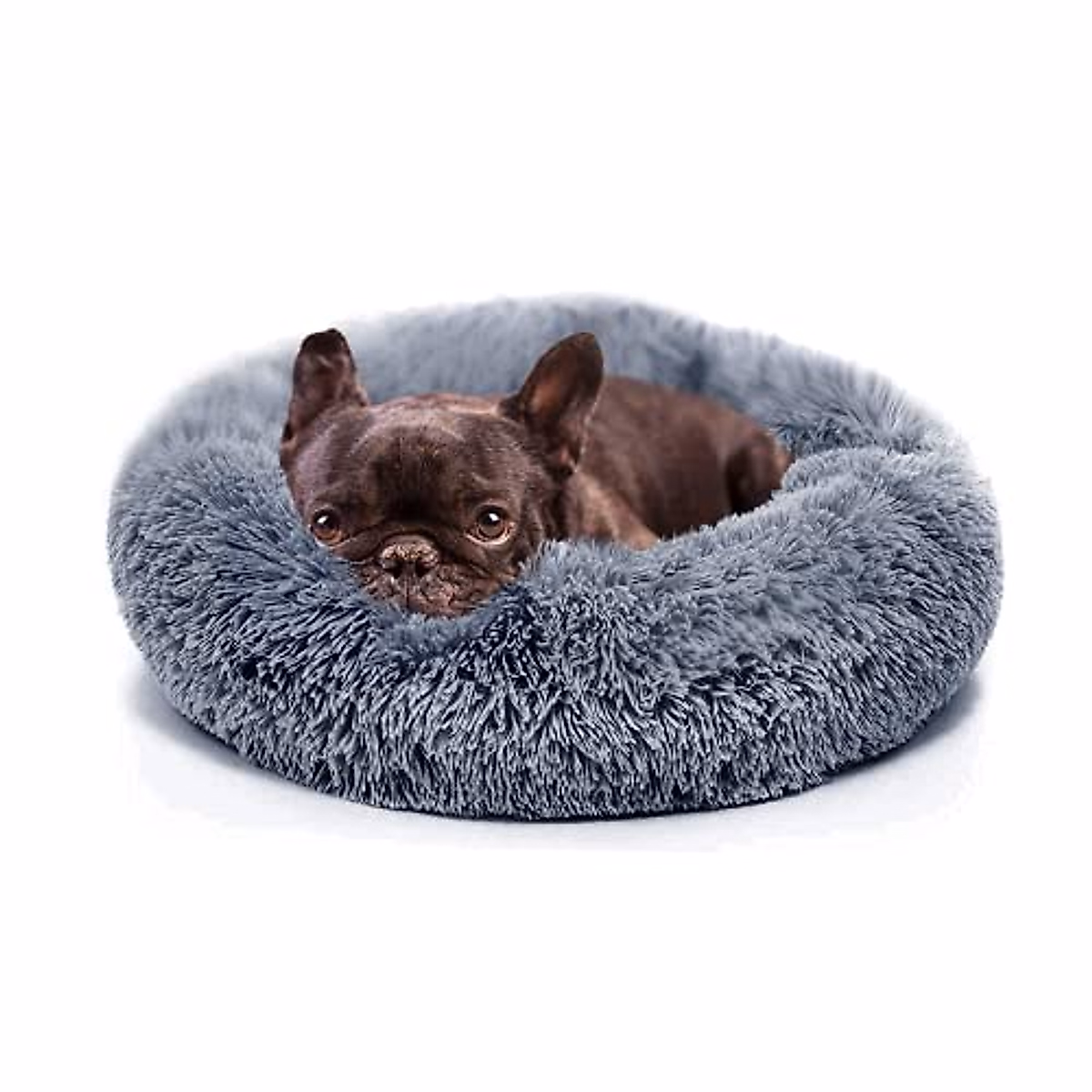 Small Dog Bed Calming Dogs Bed for Small Dogs Anti-Anxiety Puppy Bed Machine Washable Fluffy Luxury Anti-Slip Waterproof Mute Base Warming Cozy Soft Pet Round Bed