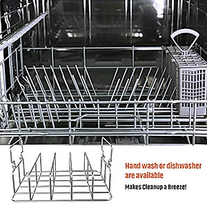 Durable Stainless Steel Rib Rack with a Silicone Oil Brush, BBQ Stand with 2 Handle for Smoker,Oven and Grill, Cook up to 5 Ribs at a time