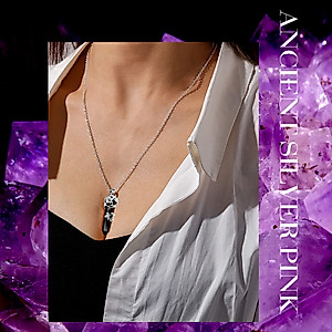 MJartoria Crystal Necklace for Women Healing Crystal Chakra Pendant Energy Crystal Amethyst Rose Quartz Carnelian Layered Necklaces Set Gothic Crystal Jewelry