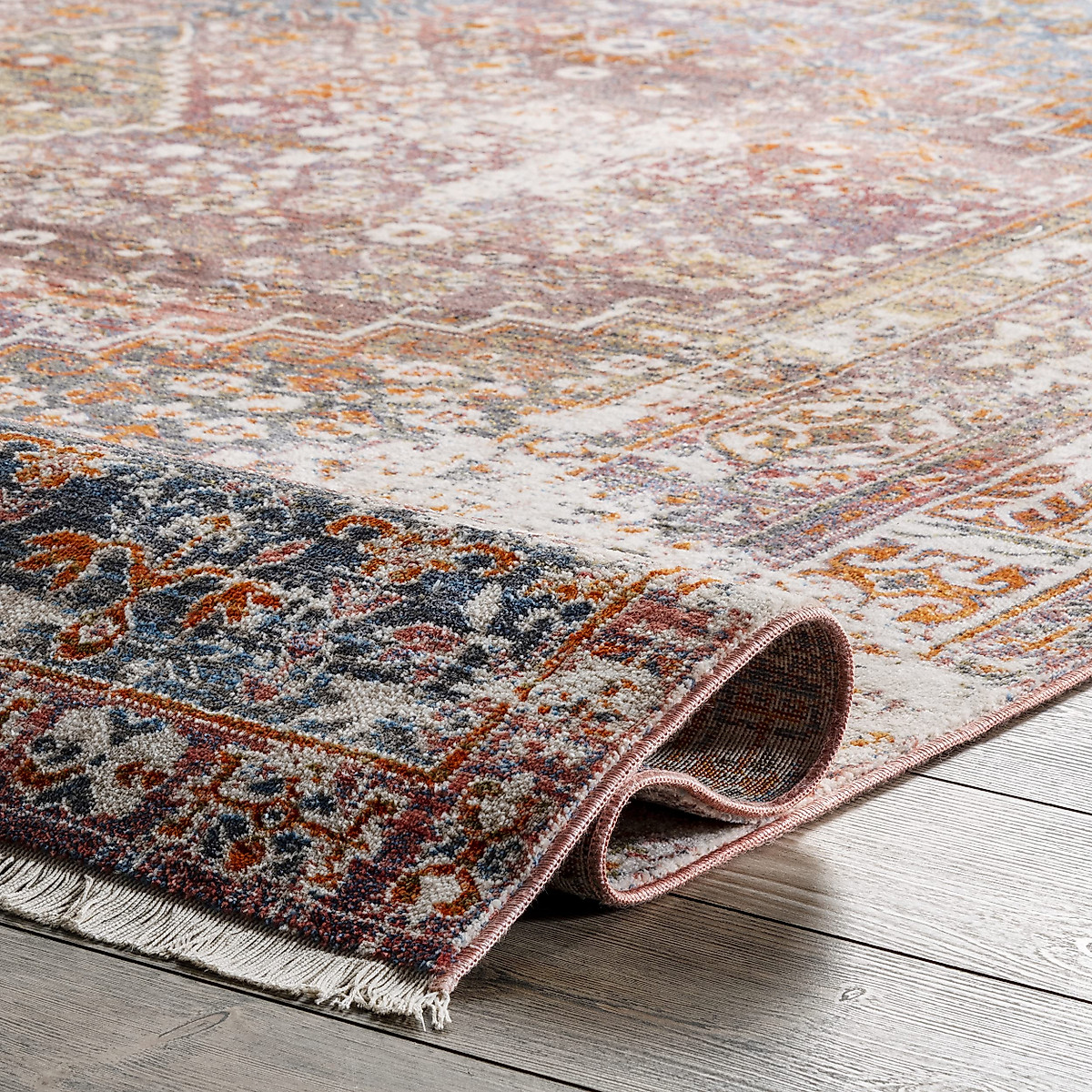 nuLOOM 2' x 6' Fringed Performance Indoor Area Rug, Power Loomed, Easy Clean, Durable, Non-Shed, Farley Rust