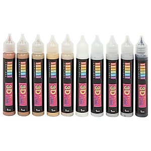 3D Fabric Paint 30 Colors with Sticker Stencils, Permanent Textile Paint Includes Neon, Metallic, Glitter for Clothing