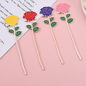 ARFUKA Bookmarks Rose Shaped Metal Bookmark Reading Book Markers Gifts for Women, Kids, Teens Girls, Readers and Book Lovers Pack of 4