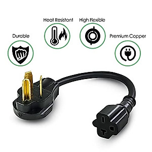 Nema 10-30P 30Amp Dryer Plug Male to 6-20R T-Blade Female Adapter， Dryer 3-Prong 30A 125/250V Plug to 6-20/15R Adapter 20A 250V
