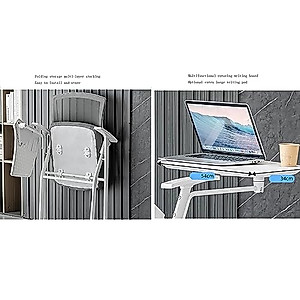 Favourite Training Chair with Table Board Conference Room Folding Chair Office Chair Training Table and Chair Integrated White Conference Chair with Writing Board (Color : Orange)