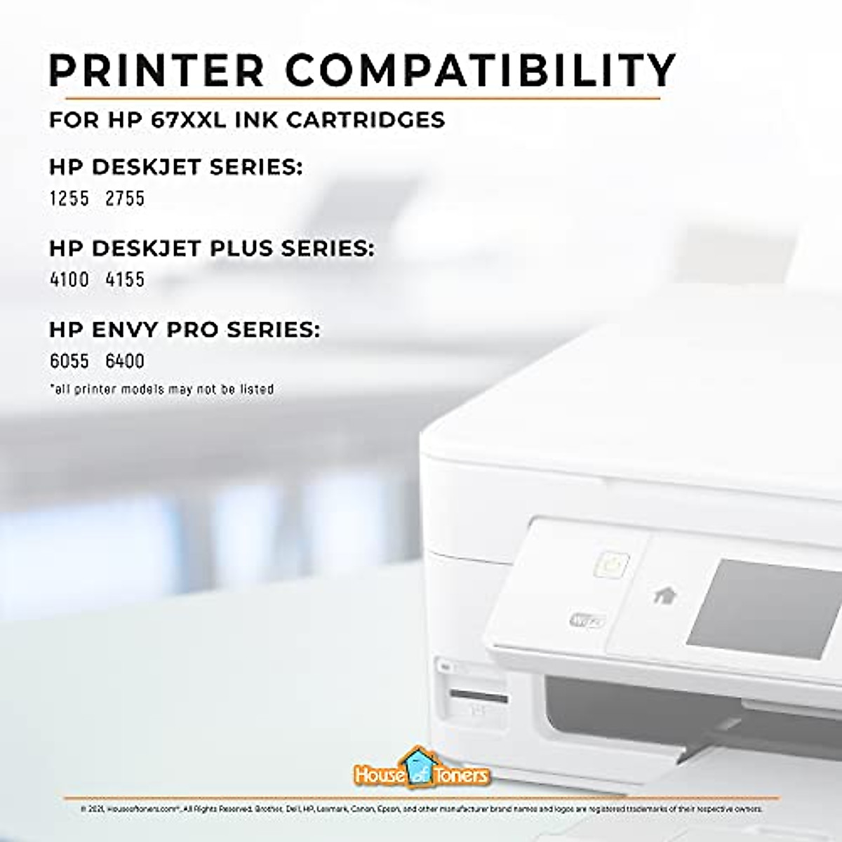 Houseoftoners Remanufactured Ink Cartridge Replacement for HP 67XXL HP 67XL Ink Cartridge 3YM57AN 3YM58AN for DeskJet 2755 1255,Envy Pro 6055 6400 6455,DeskJet Plus 4100 4155 4158 (2-Black, 1-Color)
