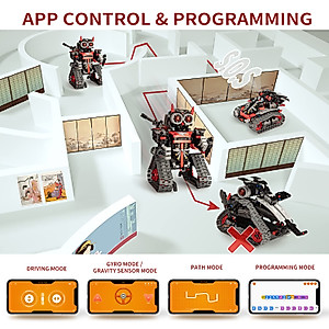 Coplus 5 in 1 STEM Robot Building Kit, APP & Remote Control Samurai/Ninja Go Blocks 419 Pcs, RC Toy for Kids Science Learning, DIY Educational Gift Set for Age 6 7 8 9 10 11 12+ Boys & Girls