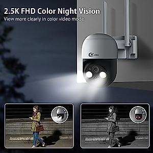 XVIM 2PCS Solar Security Cameras Wireless Outdoor, 2.5K Pan/Tilt Wireless Outdoor Cameras for Home Security, WiFi Rechargeable Battery Surveillance Cameras, PIR Detection, 2-Way Audio, Cloud/SD