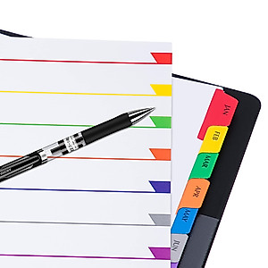 Amazon Basics 12 Tab Monthly Dividers for 3 Ring Binder, Customizable Table of Contents Page, Multicolor, 10-Pack