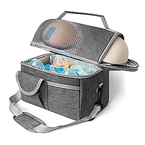 Wearable Breast Pump Bag with Cooler, Compatible with Willow, Elvie, Momcozy Breast Pump, Insulated Storage Container Case for Hand Free Breast Pump