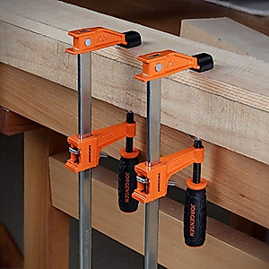 JORGENSEN 2-pack Steel Bar Clamps Set, 12-inch Medium Duty, 600 Lbs Load Limit, for Woodworking