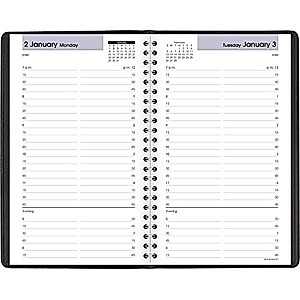 AT-A-GLANCE 2023 Daily Planner, DayMinder, Quarter-Hourly Appointment Book, 5" x 8", Small, Black (G10000)