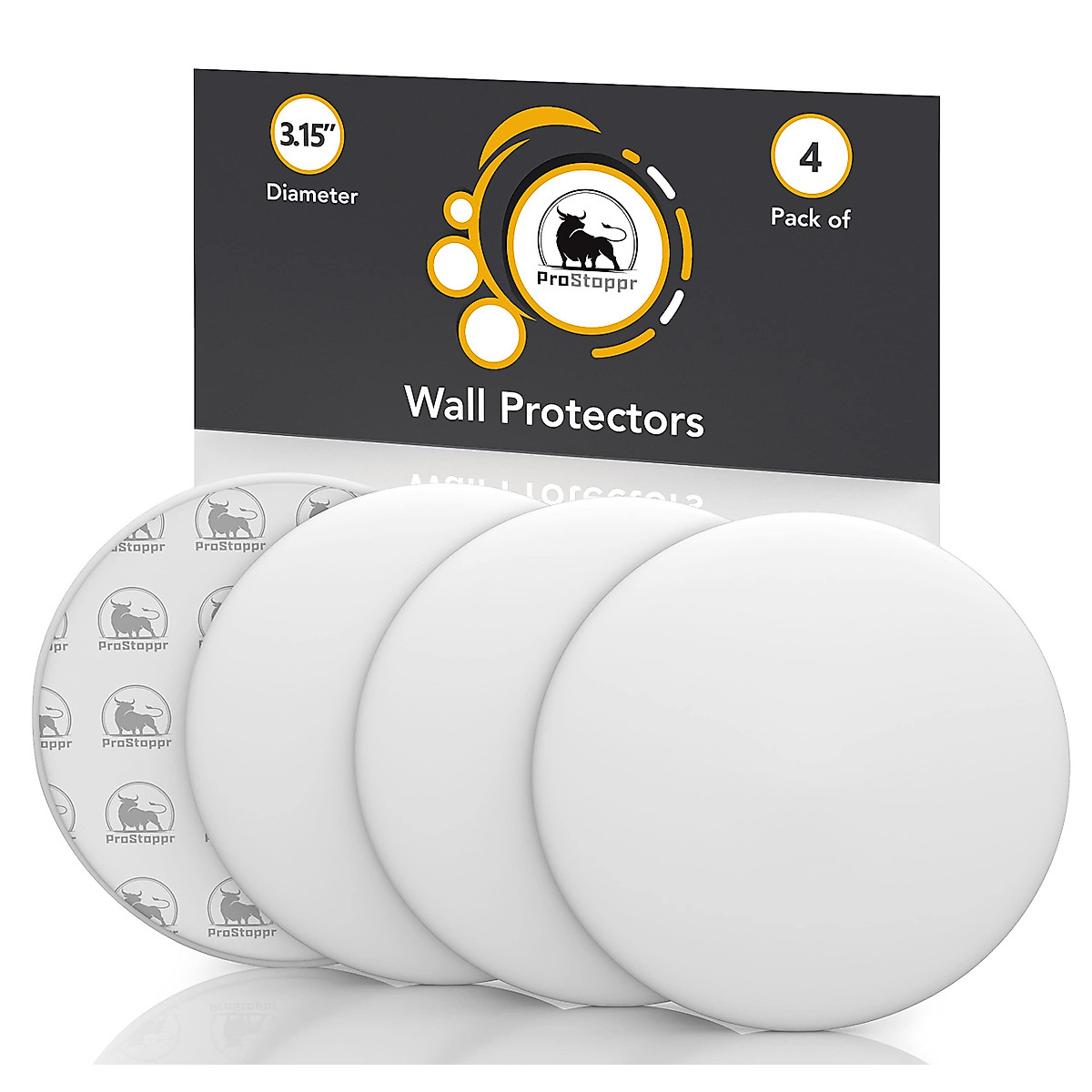 Door Stopper Wall Protector Large 3.15" (4 PCS) - Door Stop with Strong Back Adhesive - Quiet and Shock Absorbent Silicone Wall Protectors from Door Knobs - Protects Every Wall Surface