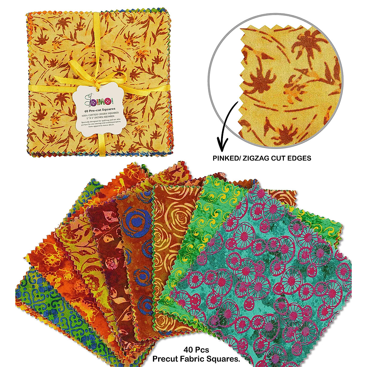 Soimoi Batik Print Precut 5-inch Cotton Fabric Quilting Squares Charm Pack DIY Patchwork Sewing Craft