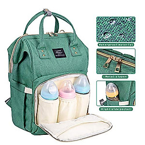 Diaper Backpack, Large Capacity Baby Bag, Multi-Function Travel Backpack Nappy Bags, Nursing Bag, Fashion Mummy, Roomy Waterproof for Baby Care, Stylish and Durable by Jewelvwatchro (Green)
