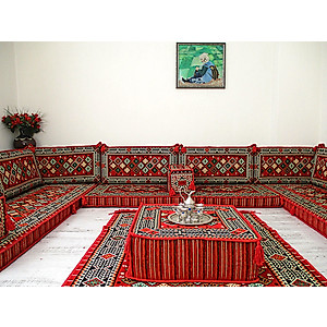Arabic U Shaped Floor Sofa, Arabic Floor Seating, Arabic Majlis Sofa, Arabic Couches, Arabic Living Room Furniture