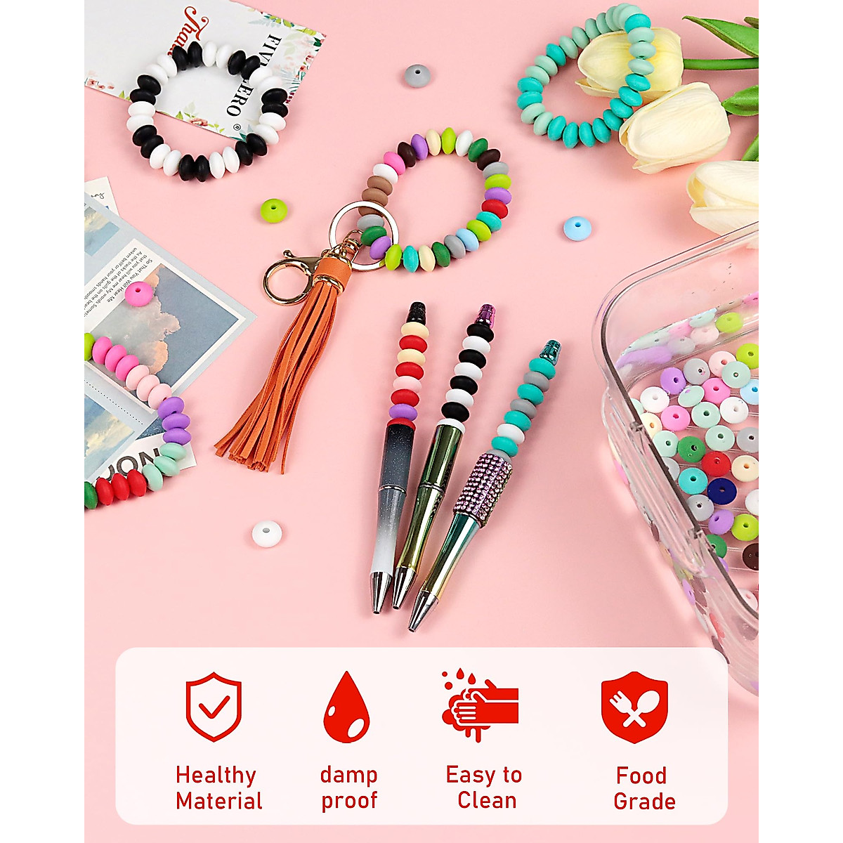 240PCS FIVEIZERO Silicone Lentil Beads,12mm Silicone Beads Abacus Beads Silicone Beads Bulk Silicone Spacer Beads Colorful DIY Lanyard Beads for Making Necklace Keychain Accessories(16 Colors)