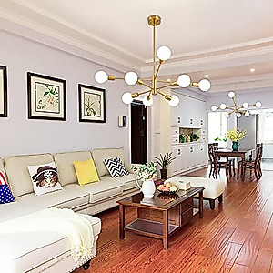 Deyidn Sputnik Chandelier Modern Gold Chandelier Mid Century Ceiling Lighting Fixtures 8 Lights E26 for Living Room, Kitchen Island, Bedroom, Dining Room, and Farmhouse