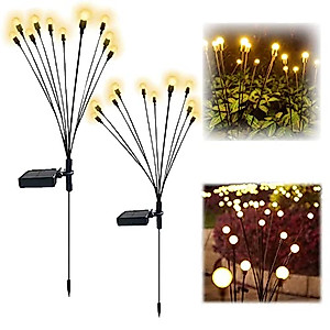 Daoseolo 2Pack 10LED Starburst Swaying Solar Lights, Outdoor Waterproof Solar Firefly Lights, Solar Garden Lights, Solar Decorative Lights for Pathway Yard Patio Landscape