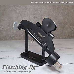 M.SJUMPPER ARCHERY Fletching Jig Adjustable Feathers Stick Tool with Straight Clamp for DIY Arrows Shafts (Silver + Black)