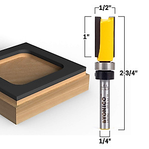 YONICO Router Bits Pattern Bit Flush Trim Set 4 Bit 1/2-Inch Diameter 1/4-Inch Shank 14422q