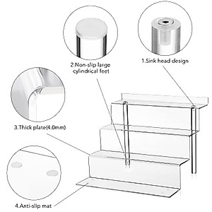 YIDITTHOPE 12 Inch Acrylic Shelf in 3 Pack, 4 Tier Perfume and Cologne Organizer, Funko POP Shelves Tiered Riser Display Stand, Acrylic Display for Decoration