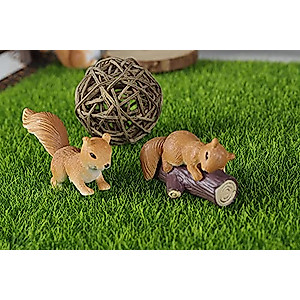 8Pcs Mini Squirrel Animal Figurines Garden Decor, Cute Fairy Garden Accessories Supplies, Miniature Character Toys Garden Statues Cake Toppers Decoration