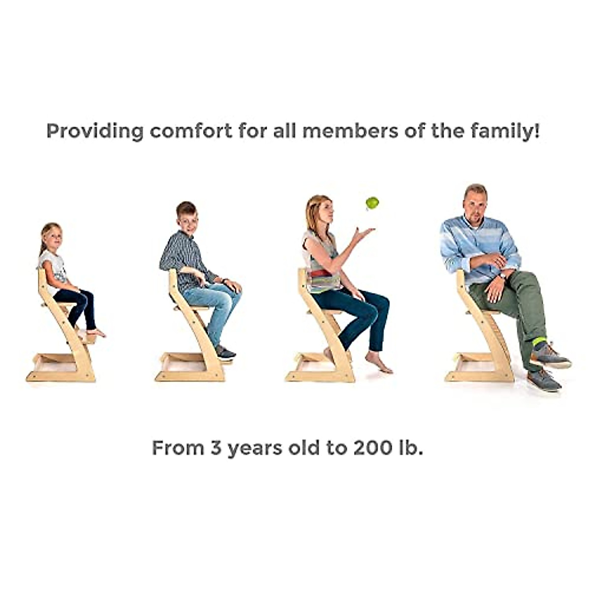 Fornel Heartwood Walnut Adjustable Wooden High Chair for Babies Toddlers and Kids Dining Highchair from 24 Months