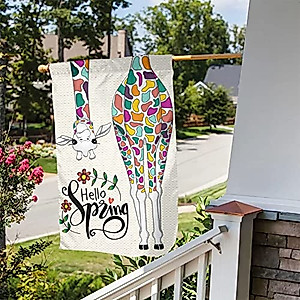 Spring Garden Flags 12x18 Double Sided Giraffe Welcome Spring Yard Flag for All Seasons Lawn Sign Outside Garden Yard Lawn Patio Decor