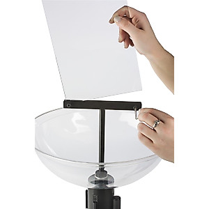 Displays2go Dump Bin Toppers for Stanchion, Includes Sign & Dispensing Bowl, Steel & Acrylic Build – Black, Clear (POBOWL13BK)