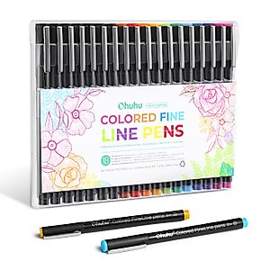Ohuhu Colored Fineliner Drawing Pens: 18 Packs Fineliner Pens 11 Colored Pens & 7 Assorted Point Sizes Black Micro Pens Waterproof for Drawing Sketching Anime Manga Artists Beginners - Hana Highway