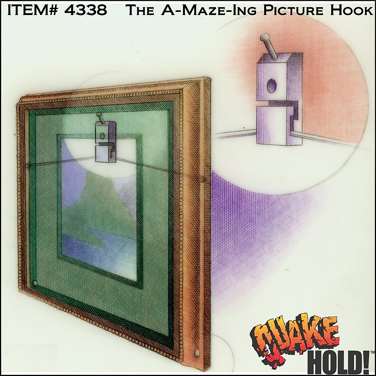 Ready America 4338 Anti-Fall Heavy Duty Picture Hook, 4Piece, 100 Lb. Load Capacity