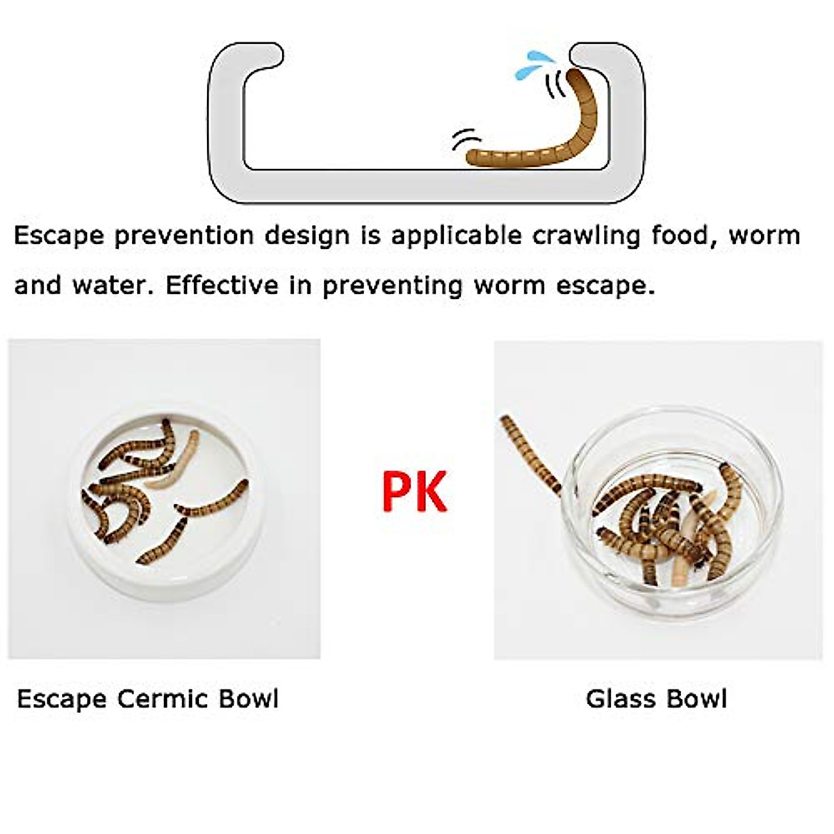 Tfwadmx 2 Pack Reptile Food Bowl, Mini Ceramic Water Feeder Bowl, Reptile Worm Feeding Dish for Lizard Turtle Bearded Dragon Anoles Crested Gecko Hermit Crab Leopard Gecko Chameleon Corn Snake
