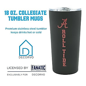 Decorvo Officially Licensed Collegiate Stainless Steel Tumbler - Double Walled Insulated Travel Thermos with Slide Lid - 18 oz (Alabama - Black)