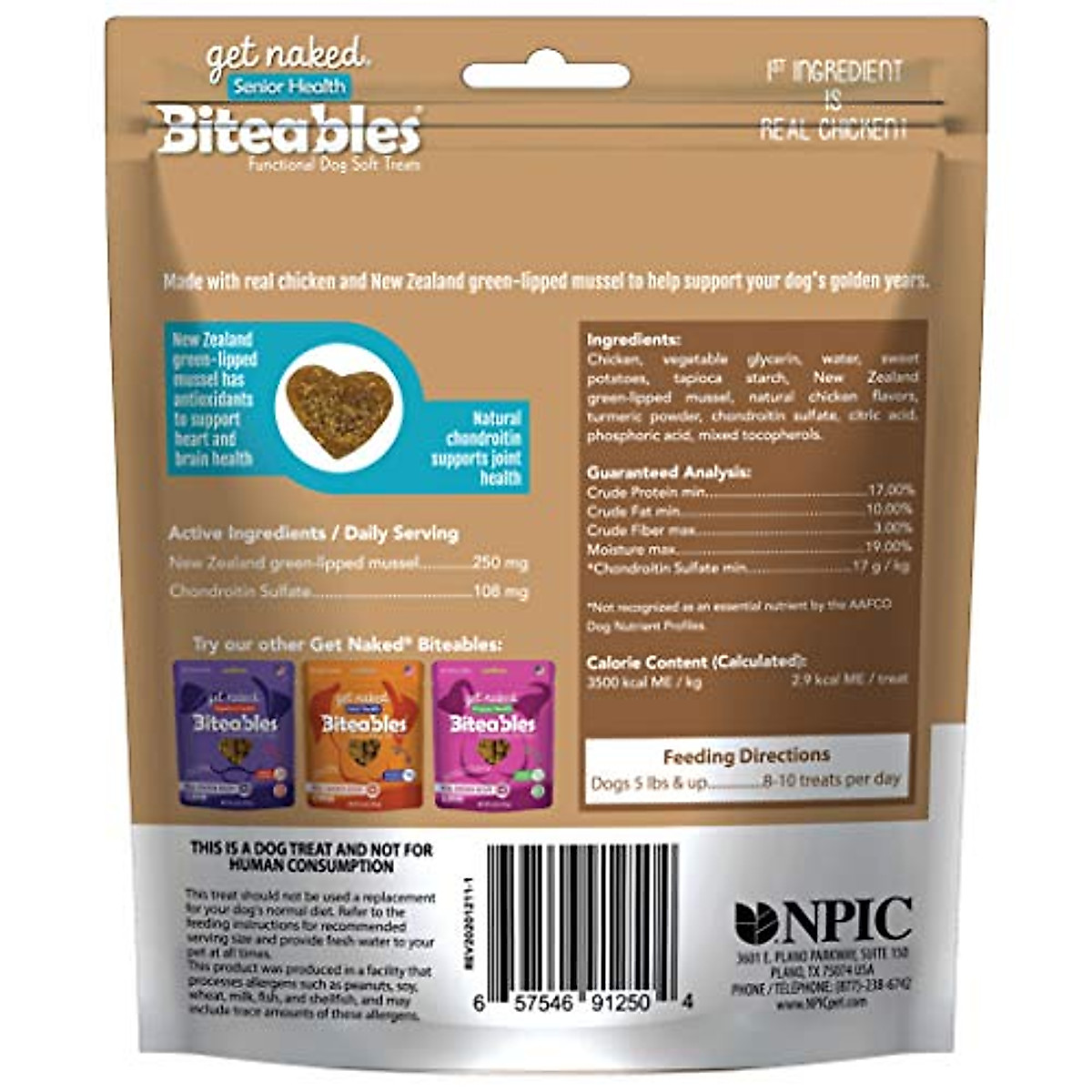 Get Naked Biteables Senior Health Soft Treats for Dogs, 6oz 1 Pouch