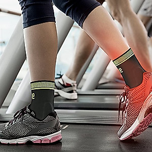 Protle Adjustable Foot Socks, Ankle Brace Compression Support Sleeve with Silicone Gel, Arch Support - Boosts Recovery from Joint Pain, Sprain, Plantar Fasciitis (Black-Large)