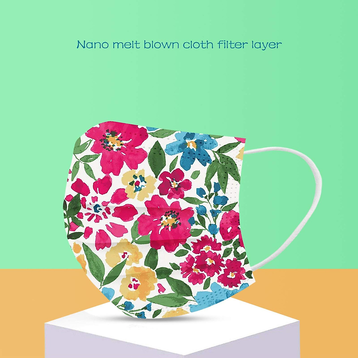 HEALT 50PC Flower Disposable Face_Masks with Designs for Spring Summer, 3-Ply Floral Facemasks with Nose Wire for Women Men, Multicolor